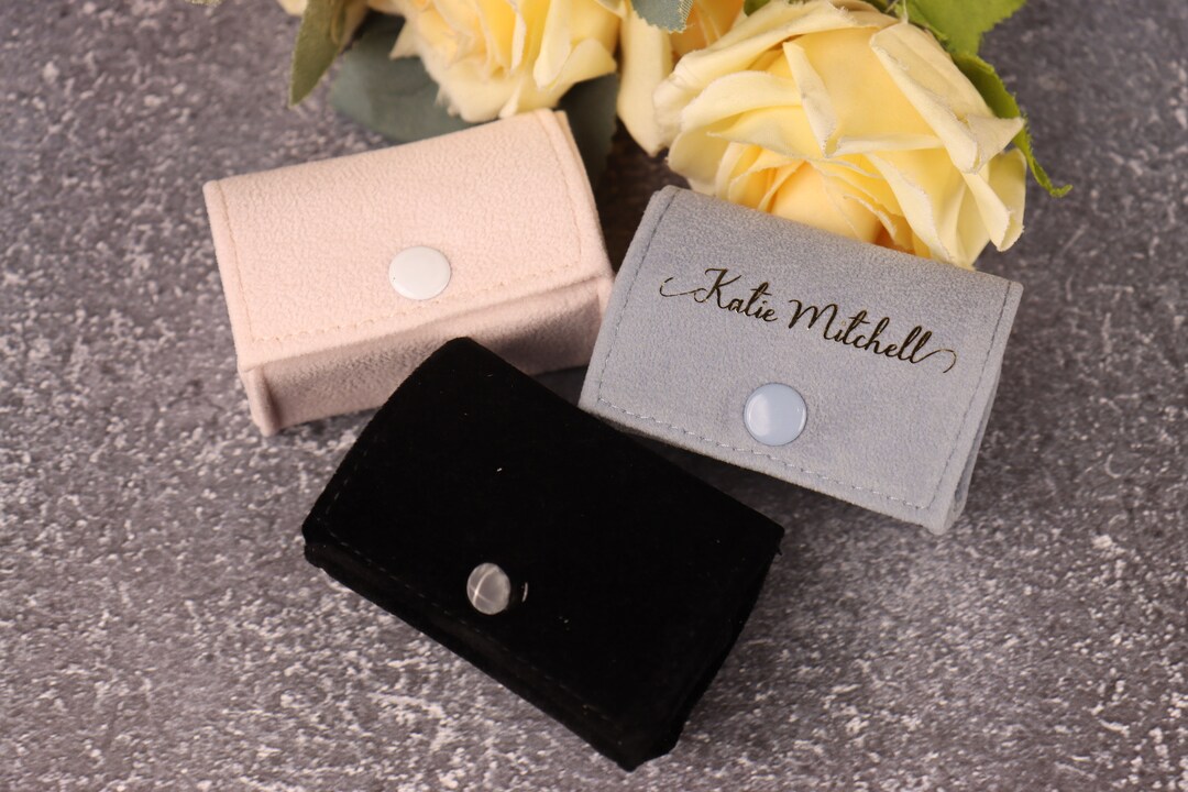 Personalized Ring Pouch, Velvet Ring Pouch With Button, Velvet Ring ...
