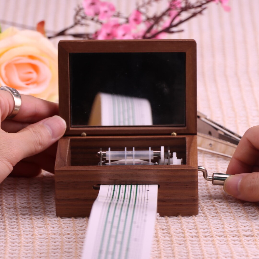 Personalized Peach Wood Music Box: Vintage Hand-crank Design - Etsy