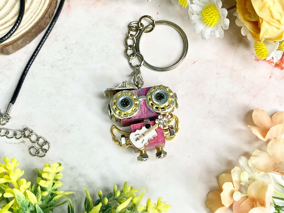 Handmade Mini Steampunk Robot Key Chains Charms, Cool Robot Key Chain ...