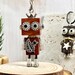 Cute Mini Steampunk Robot Key Chain Charms, Cool Wooden Robot Keyring ...