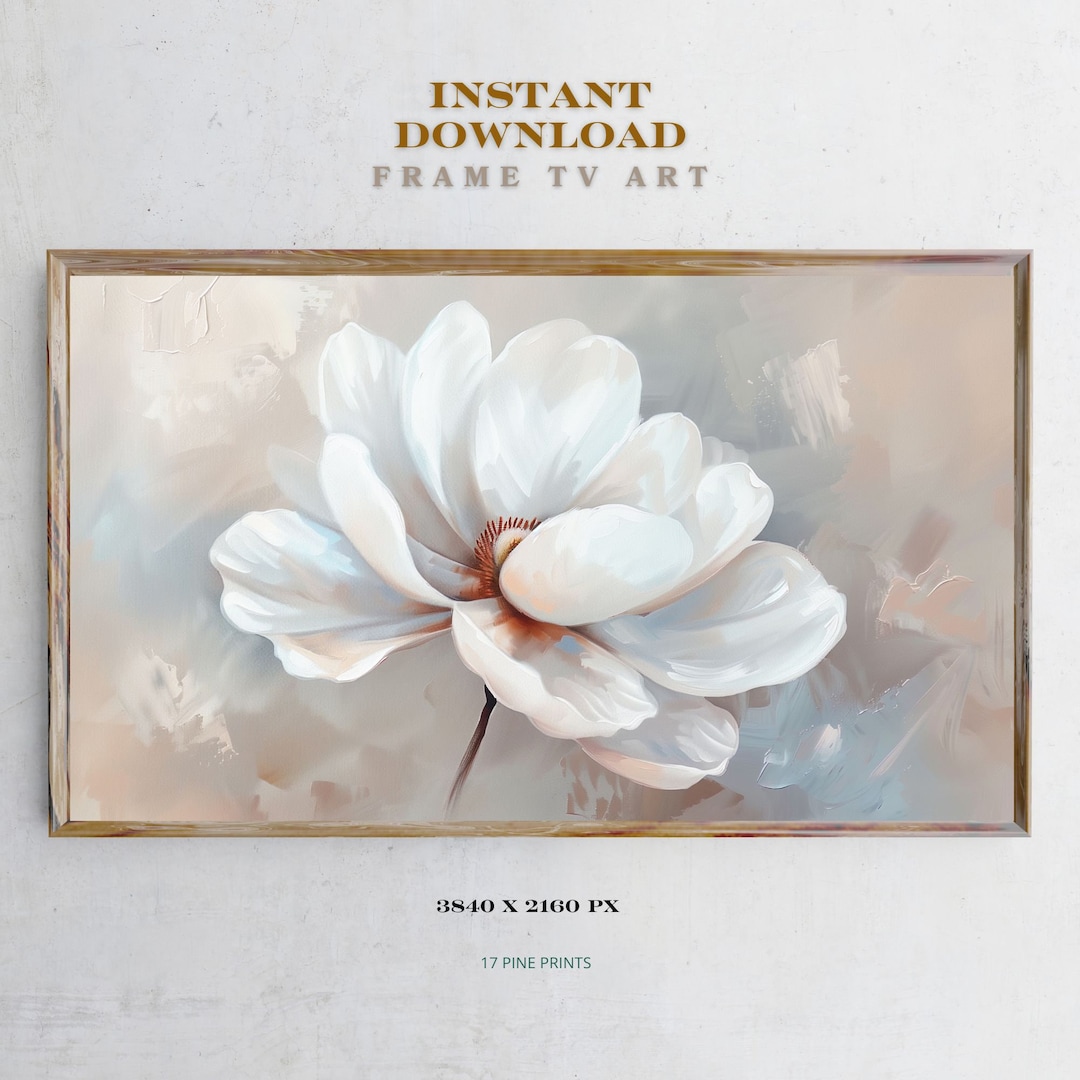 3D White Peony TV Art, Spring TV Art, Summer Flowers TV Art, Flowers ...