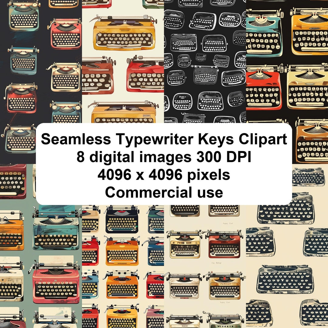 Vintage Typewriter Keys Clipart Seamless Digital Designs - Etsy