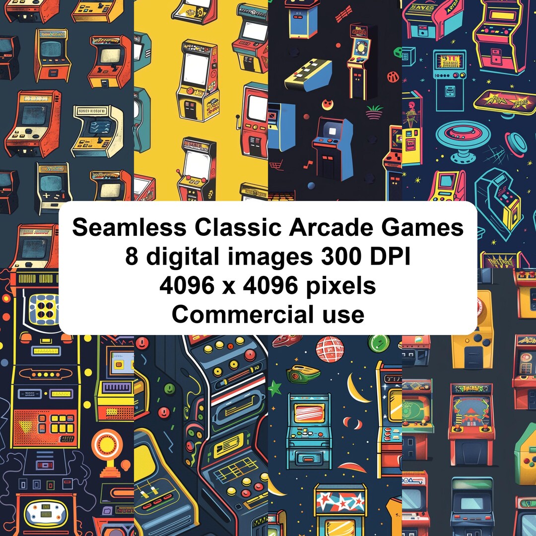 Classic Arcade Game Digital Patterns Retro Video Game Prints - Etsy