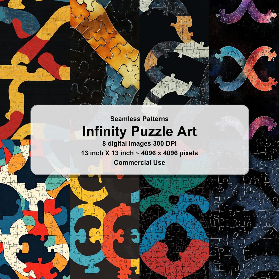 Infinity Puzzle Symbol Seamless Digital Patterns Autism Awareness ...
