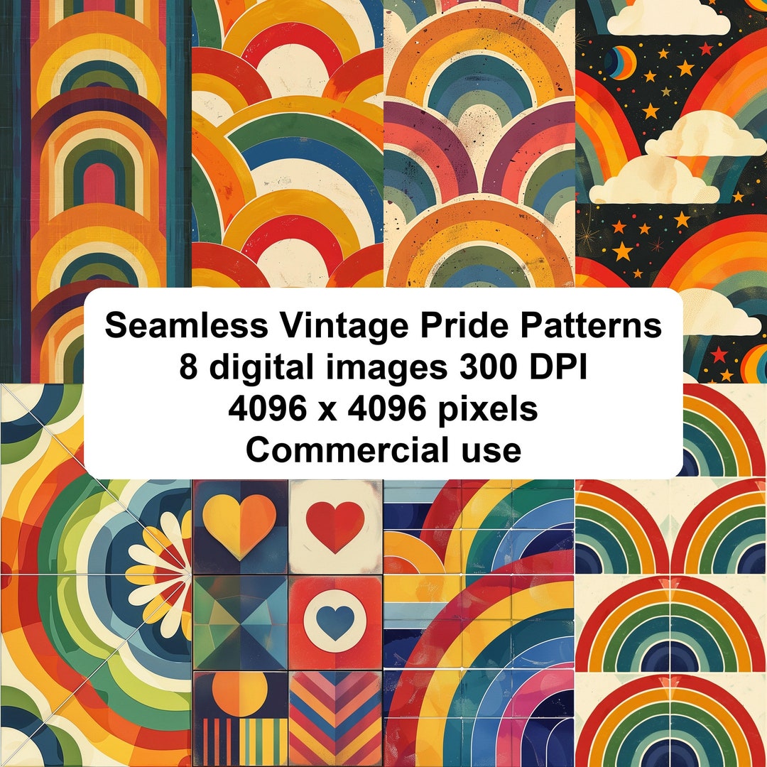 Vintage Pride Month Retro Patterns Seamless 80s Aesthetic Designs - Etsy