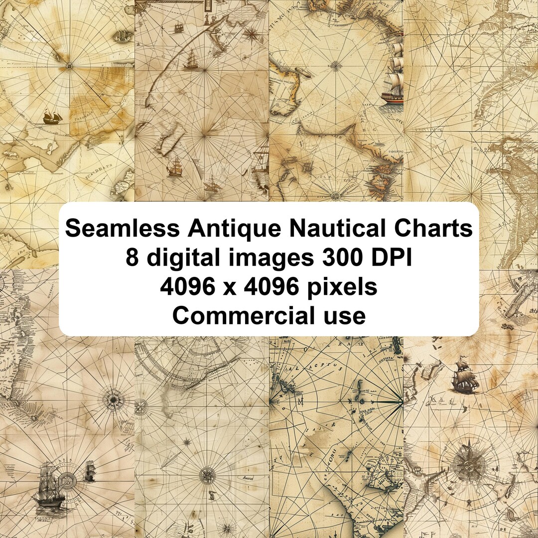 Antique Nautical Charts Digital Patterns Vintage Maritime Design - Etsy