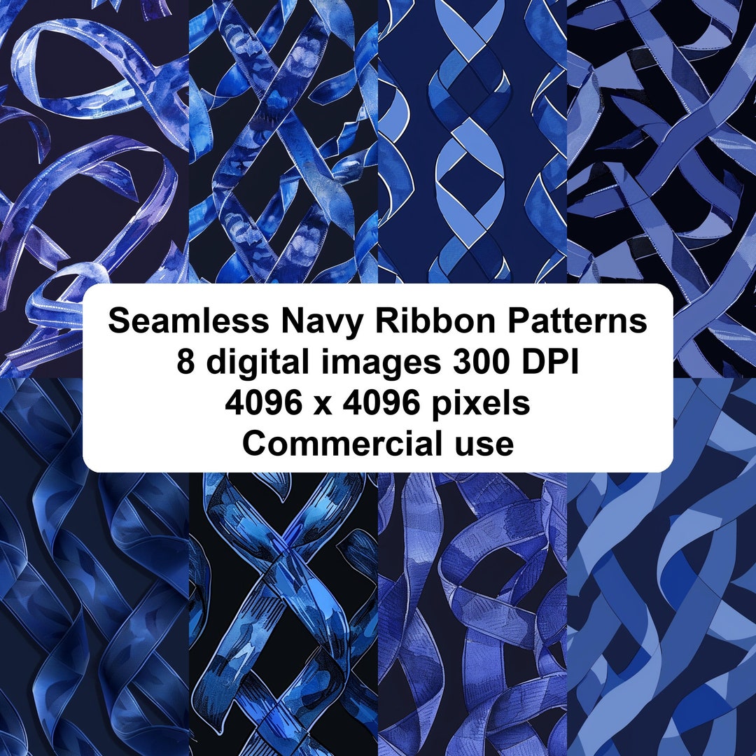 Navy Blue Ribbon Colon Cancer Arthritis Digital Patterns - Etsy