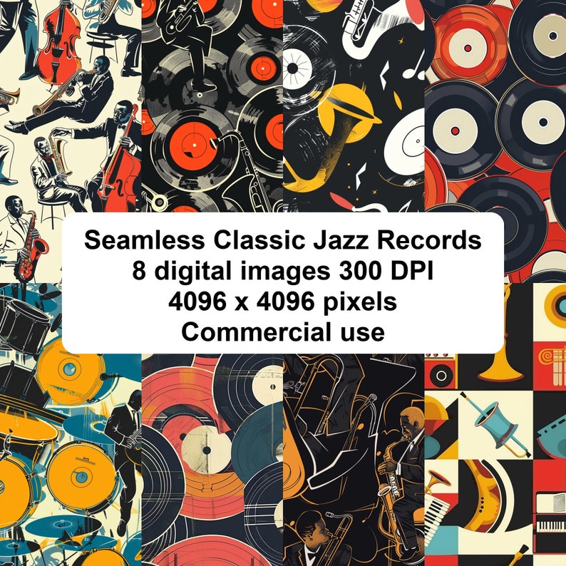 Classic Jazz Records Seamless Patterns Vintage Music Designs - Etsy