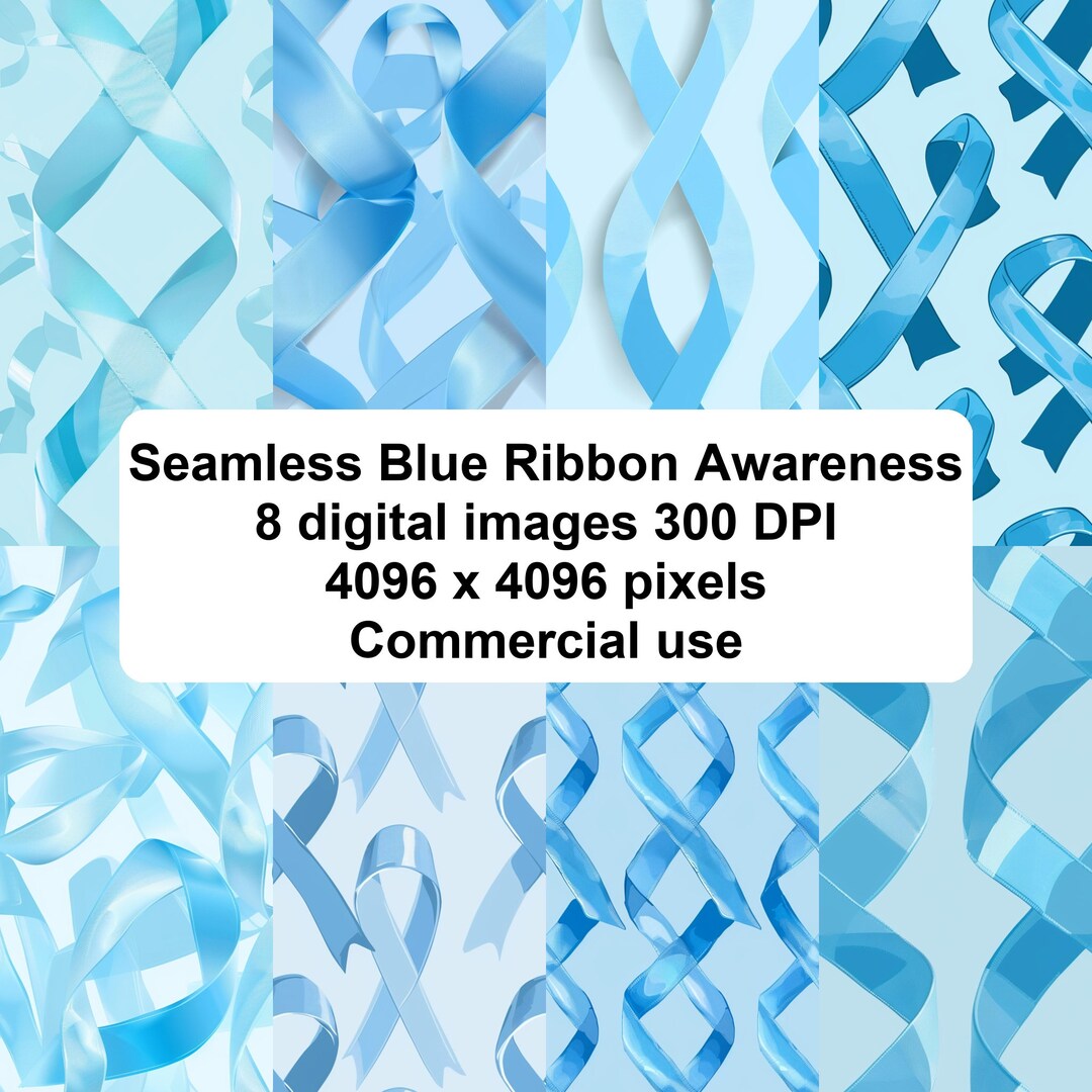 Light Blue Ribbon Prostate Cancer Thyroid Seamless Designs | Digital ...
