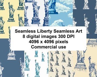Statue of Liberty Art Deco Patterns: 12 Seamless, Eye-catching Digital ...