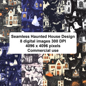 Haunted House Patterns Creepy Seamless Digital Designs Spooky ...