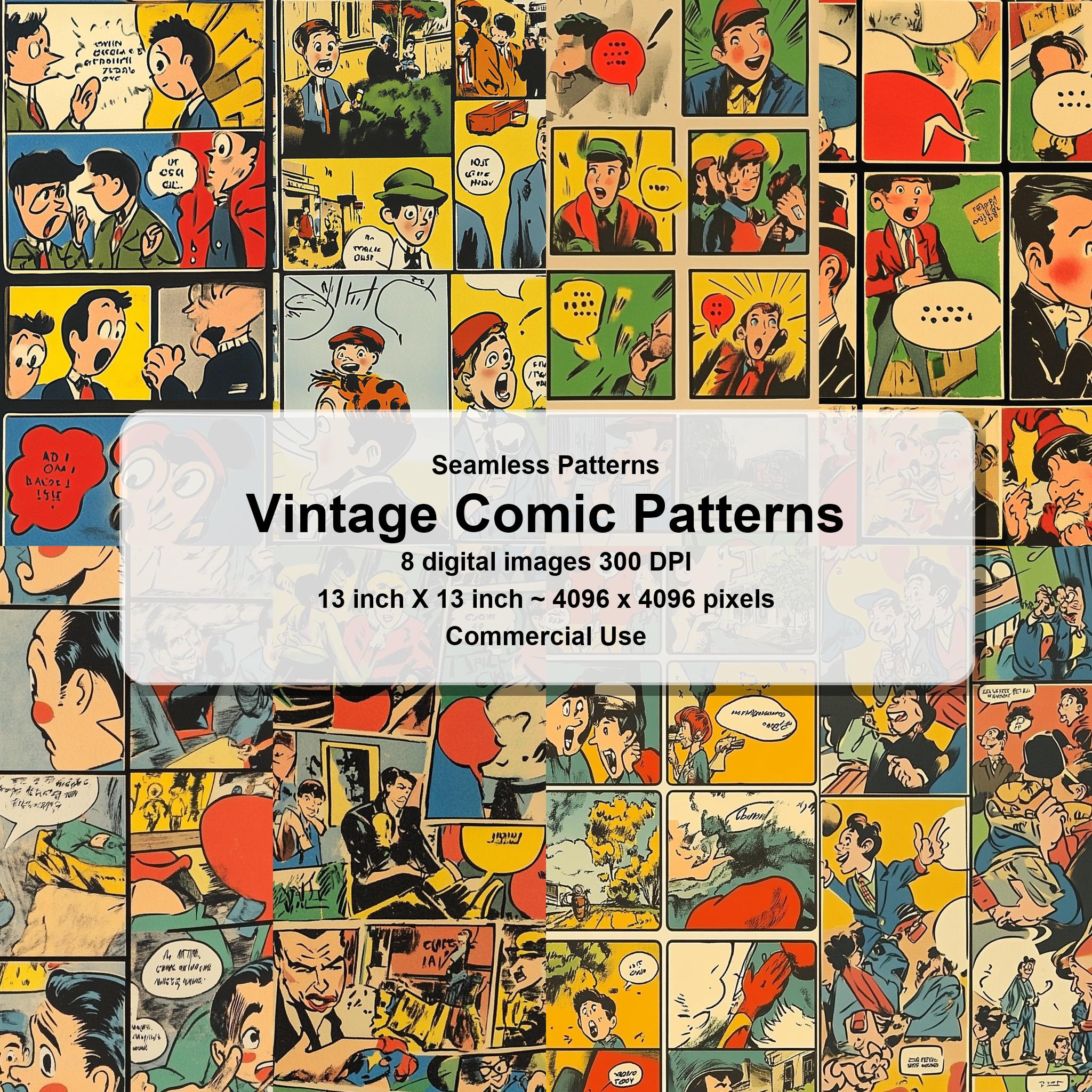 Vintage Comic Strip Digital Patterns Retro Comic Design Elements - Etsy