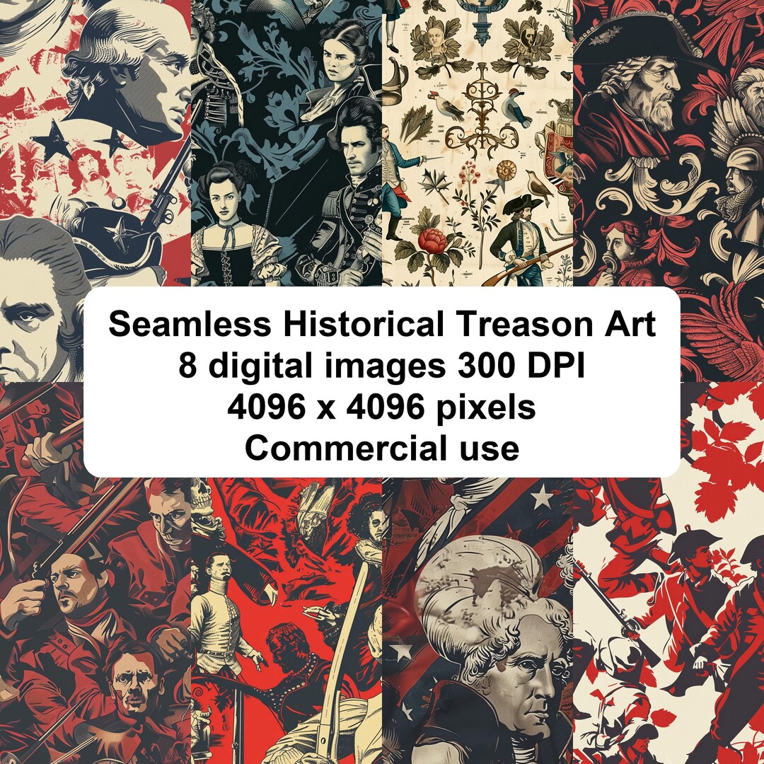 Historical Treason Seamless Digital Patterns 8 Unique Designs - Etsy
