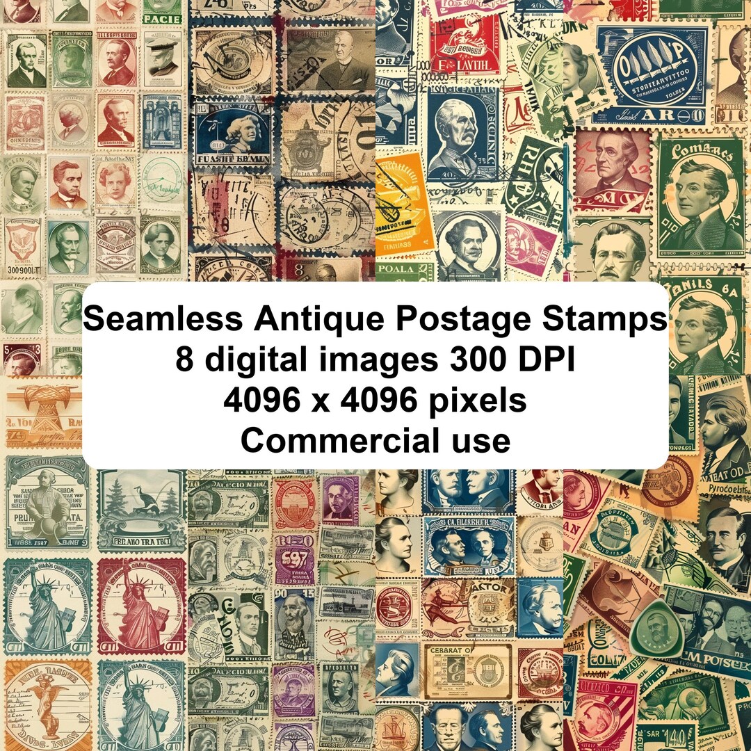 Antique Postage Stamps Seamless Patterns Vintage Digital Paper - Etsy