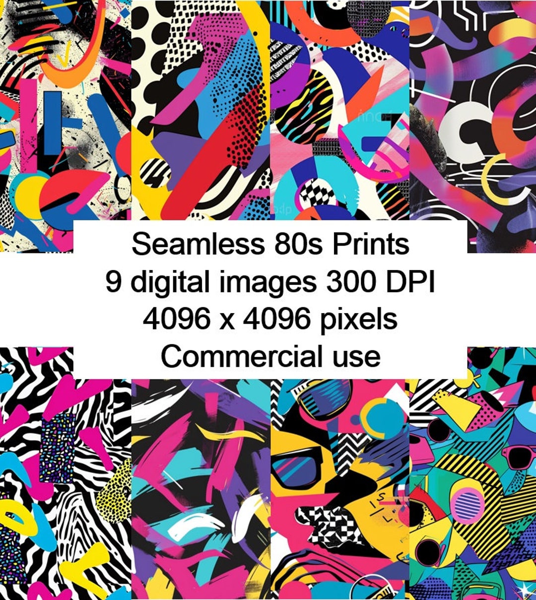 80s Style Seamless Digital Patterns 80s & 90s Design Clipart Repeatable ...