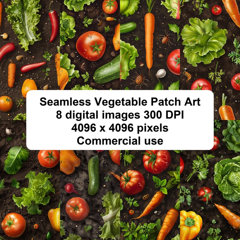 8 Vegetable Patch Realistic Renderings 300 DPI Digital Patterns - Etsy