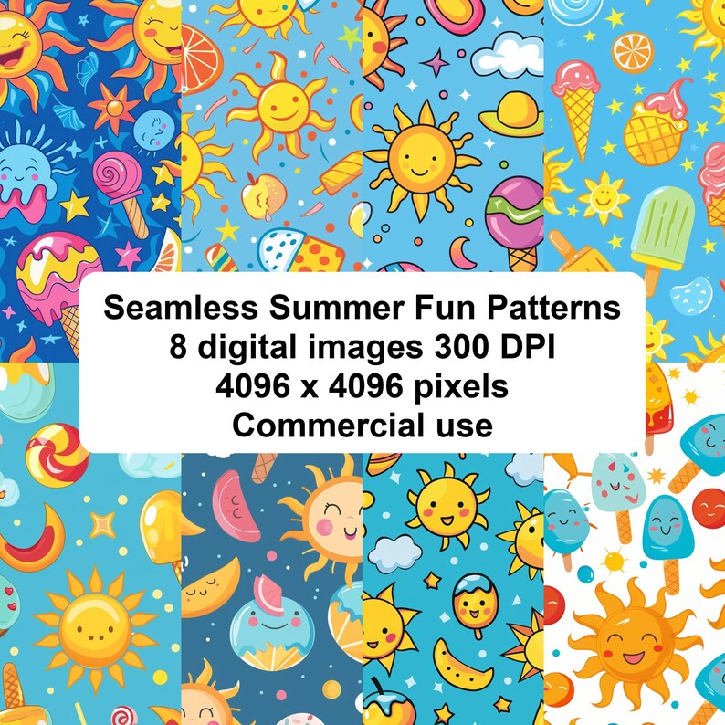 Summer Fun Seamless Digital Patterns | Ice Cream & Beach Balls Clipart ...