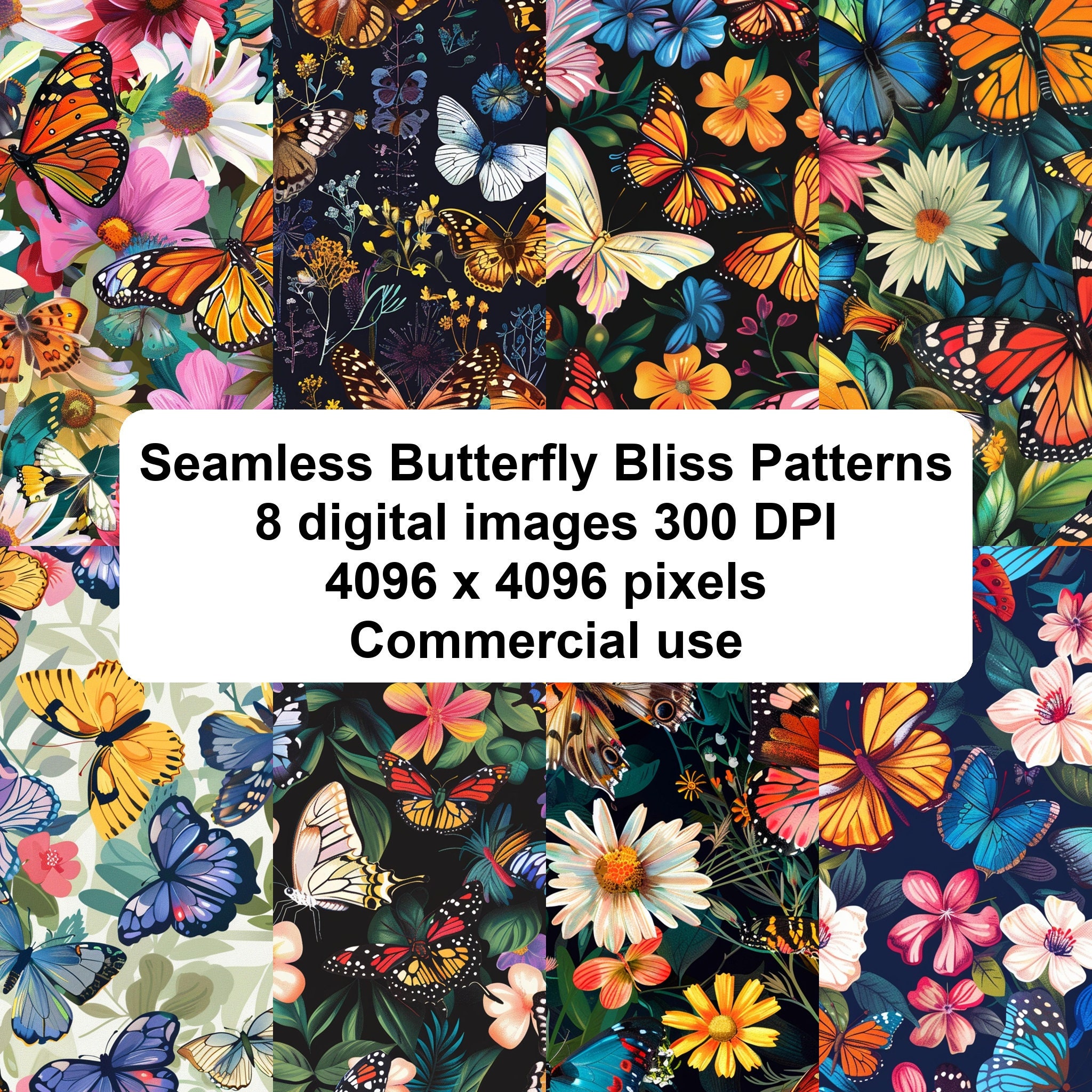 Butterfly Bliss Seamless Patterns | Various Species Designs | 300 DPI ...