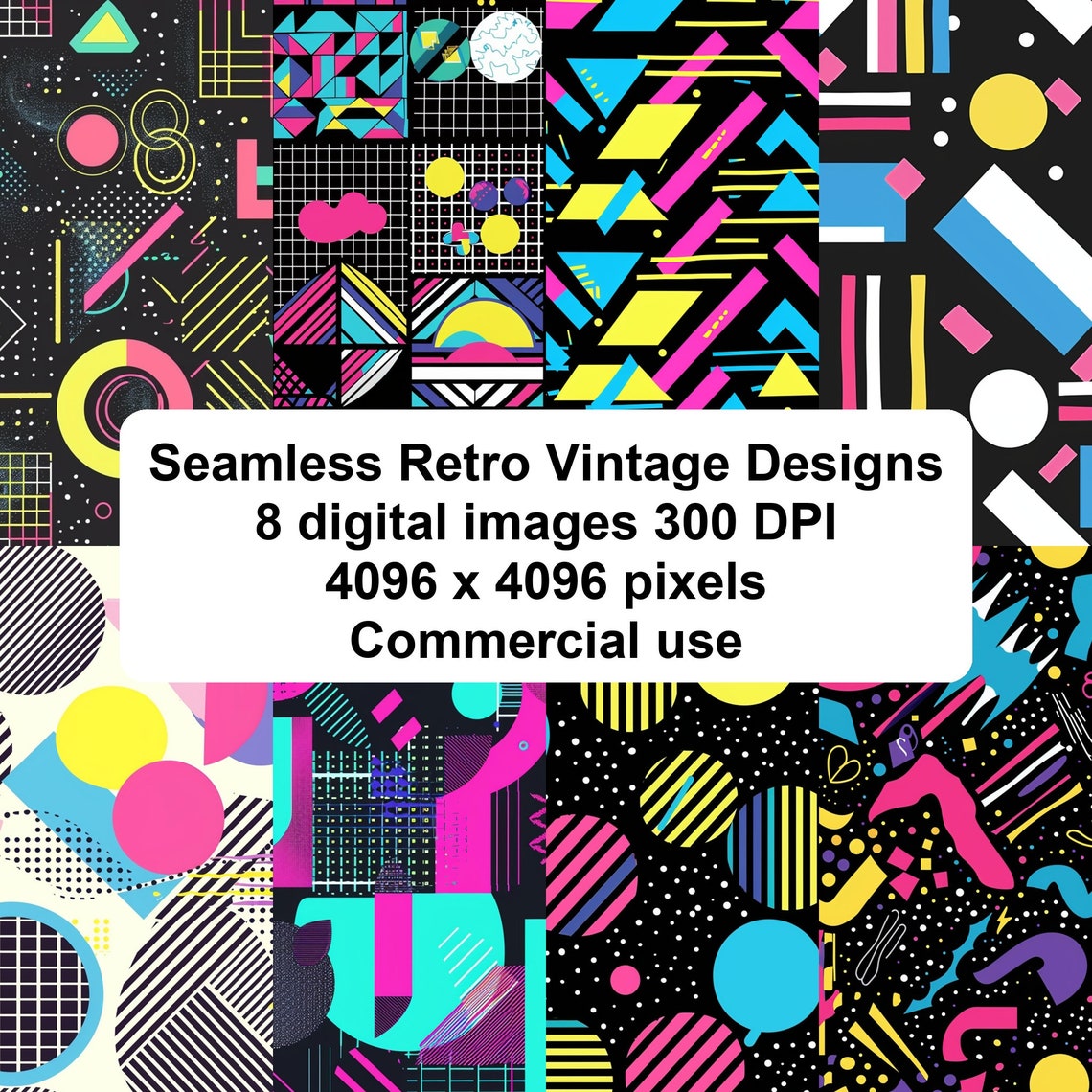 Retro Vintage Classic 80s & 90s Seamless Digital Patterns - Etsy