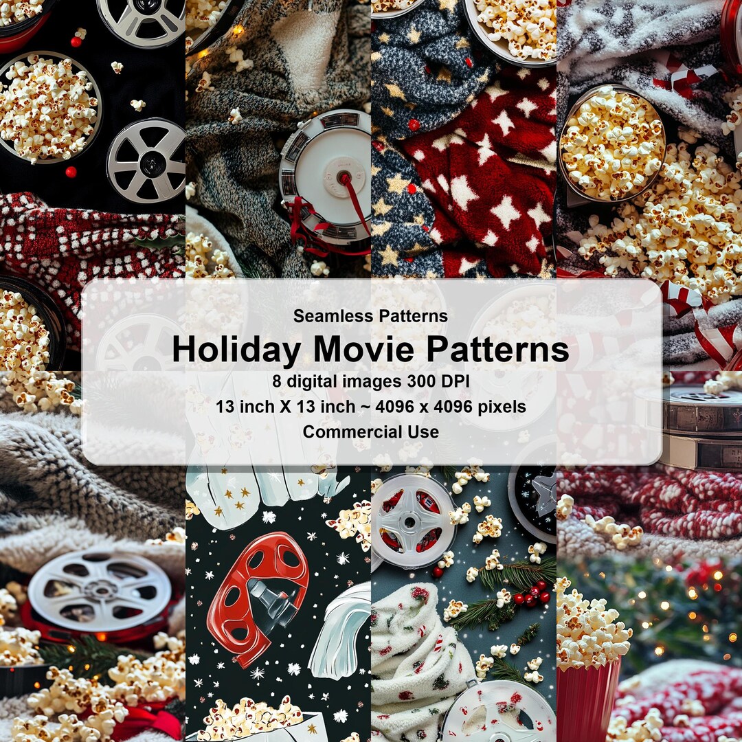 Holiday Movie Marathon Patterns Cozy Designs Digital Art - Etsy