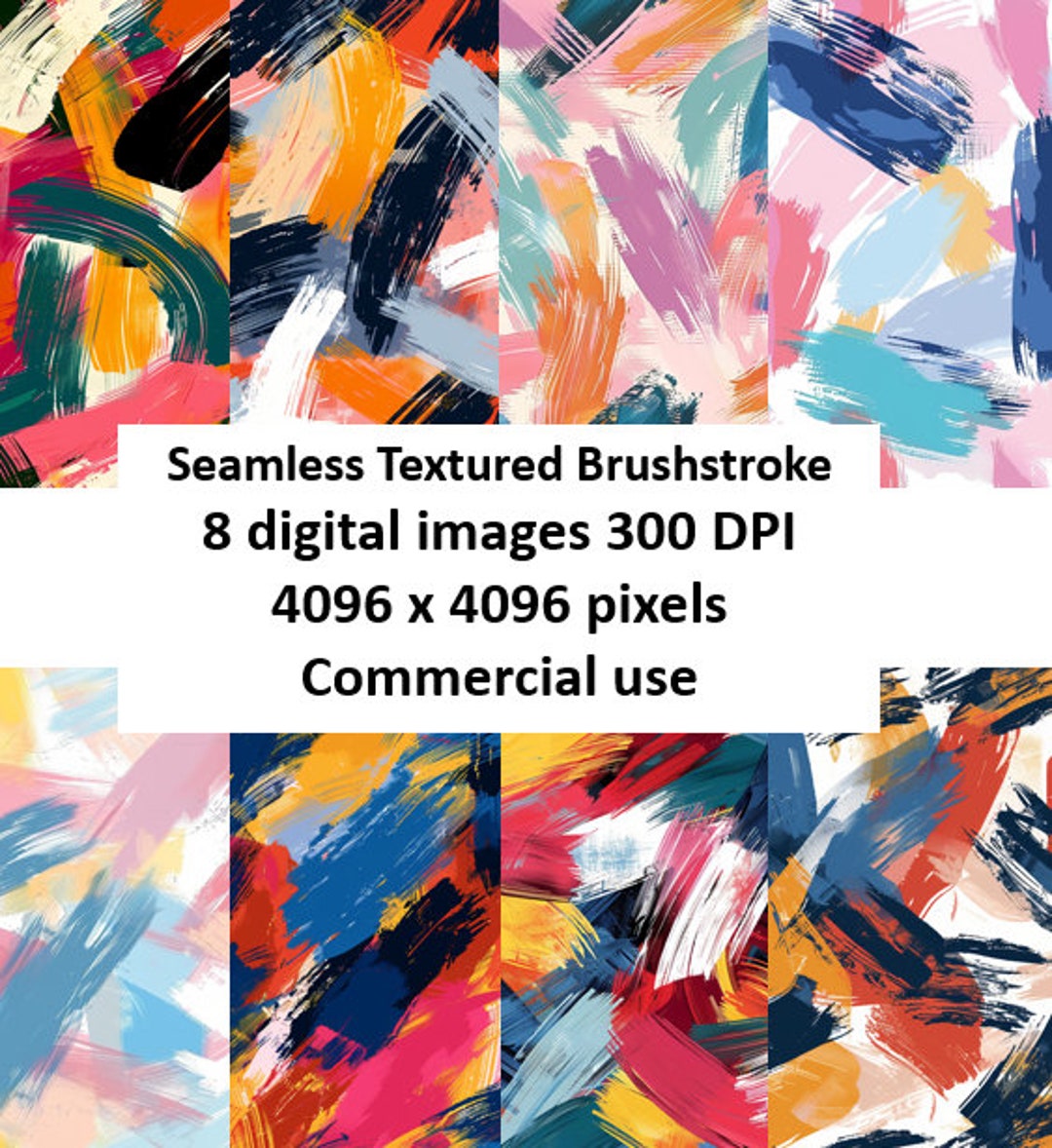 Seamless Textured Brushstroke Patterns Artistic Digital Paper Hand ...