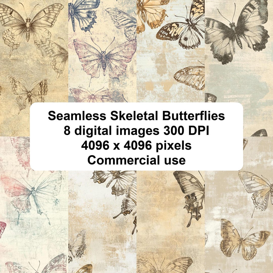 Skeletal Butterflies Digital Patterns Vintage Butterfly Art - Etsy