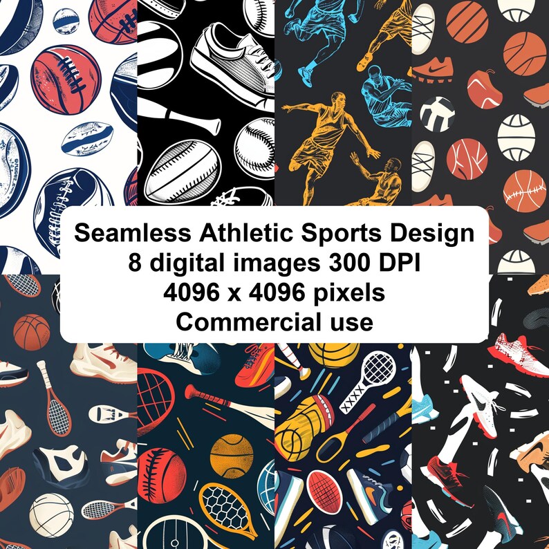 Athletic Sports Seamless Digital Patterns Sports Design Clipart - Etsy