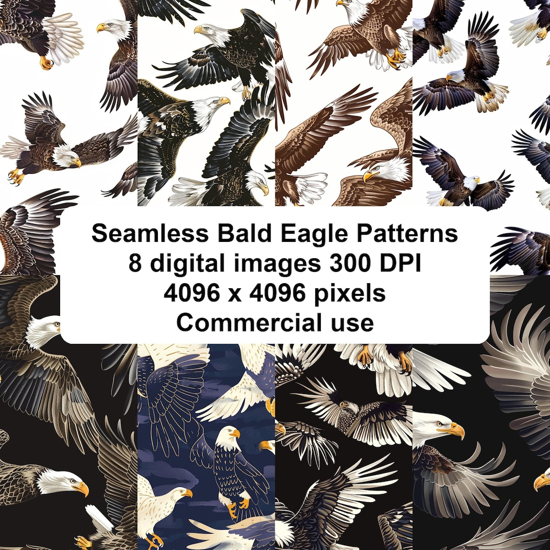 Bald Eagle Seamless Digital Patterns High-resolution Repeatable Design ...