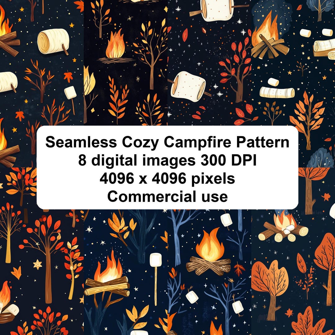 Cozy Campfire Nights Seamless Design Fall Campfire Pattern - Etsy