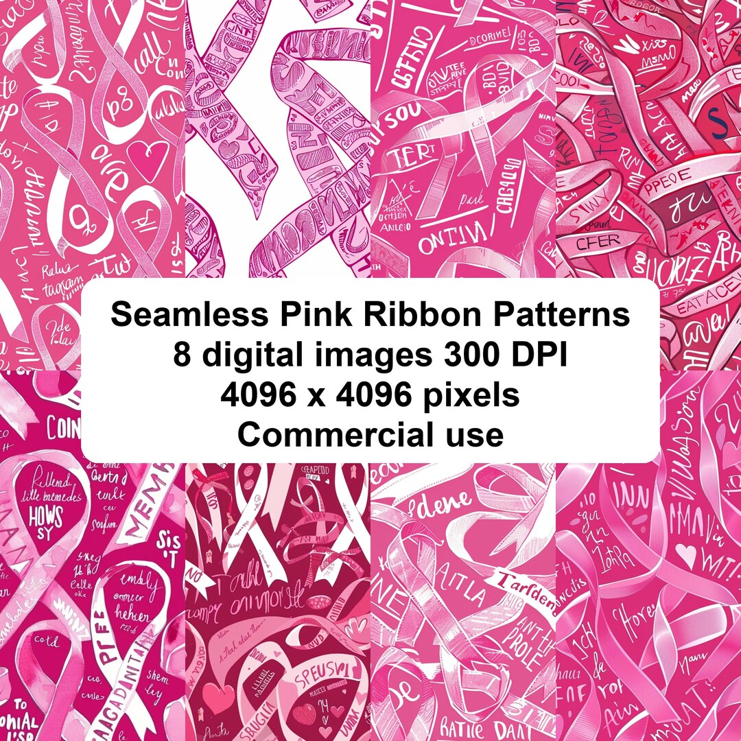 Pink Ribbon Patterns for Breast Cancer Awareness | Digital Seamless ...