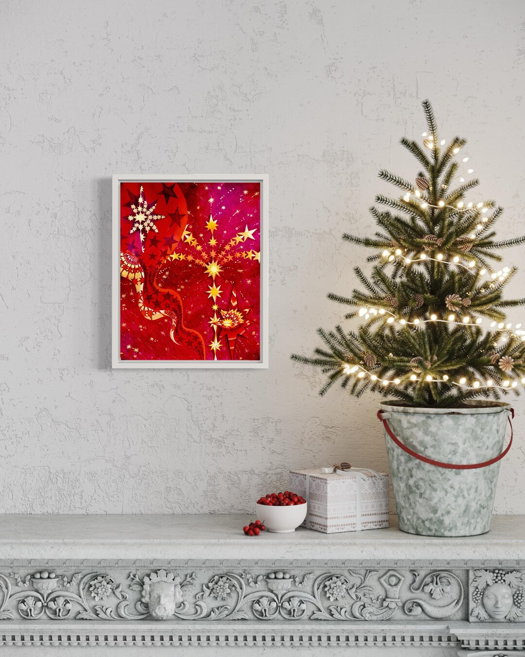 Red Star Geometric Surrealist Art Print - Etsy