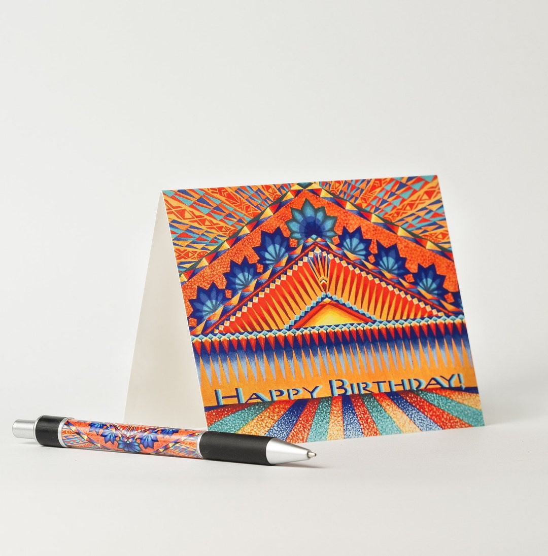 Orange & Blue Sunrise Happy Birthday Card - Etsy