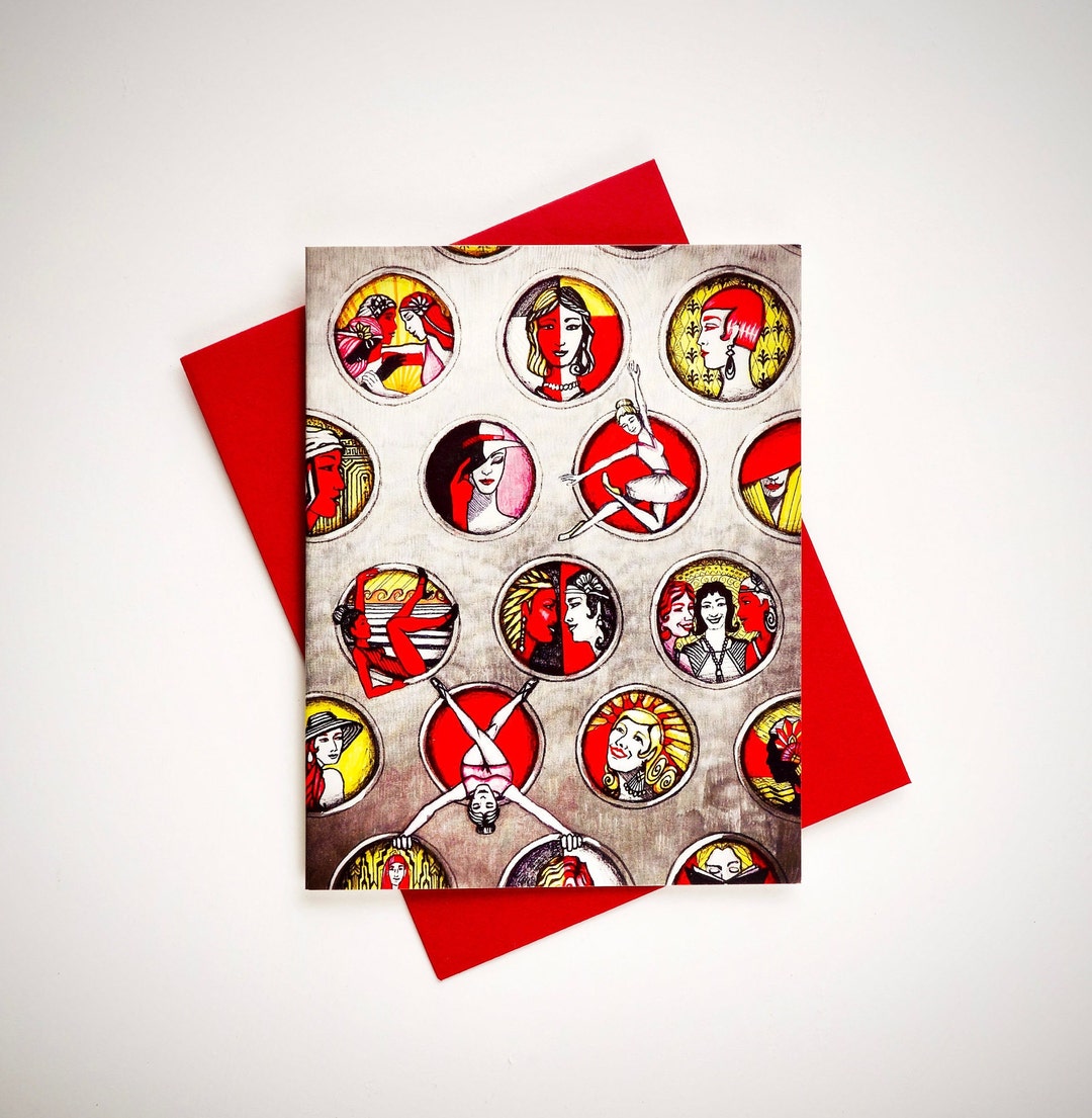 Art Deco Flapper Women Card - Etsy