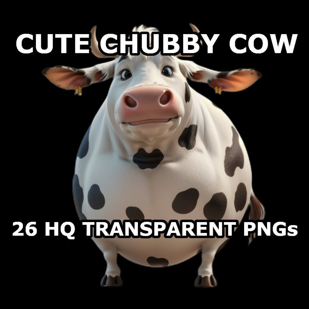 26 Cute Chubby Cow Clipart, TRANSPARENT, Printable Clipart, High ...