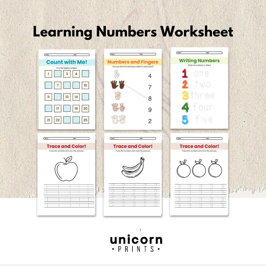 Fun & Easy Number Learning Worksheets: Make Counting a Blast! - Etsy