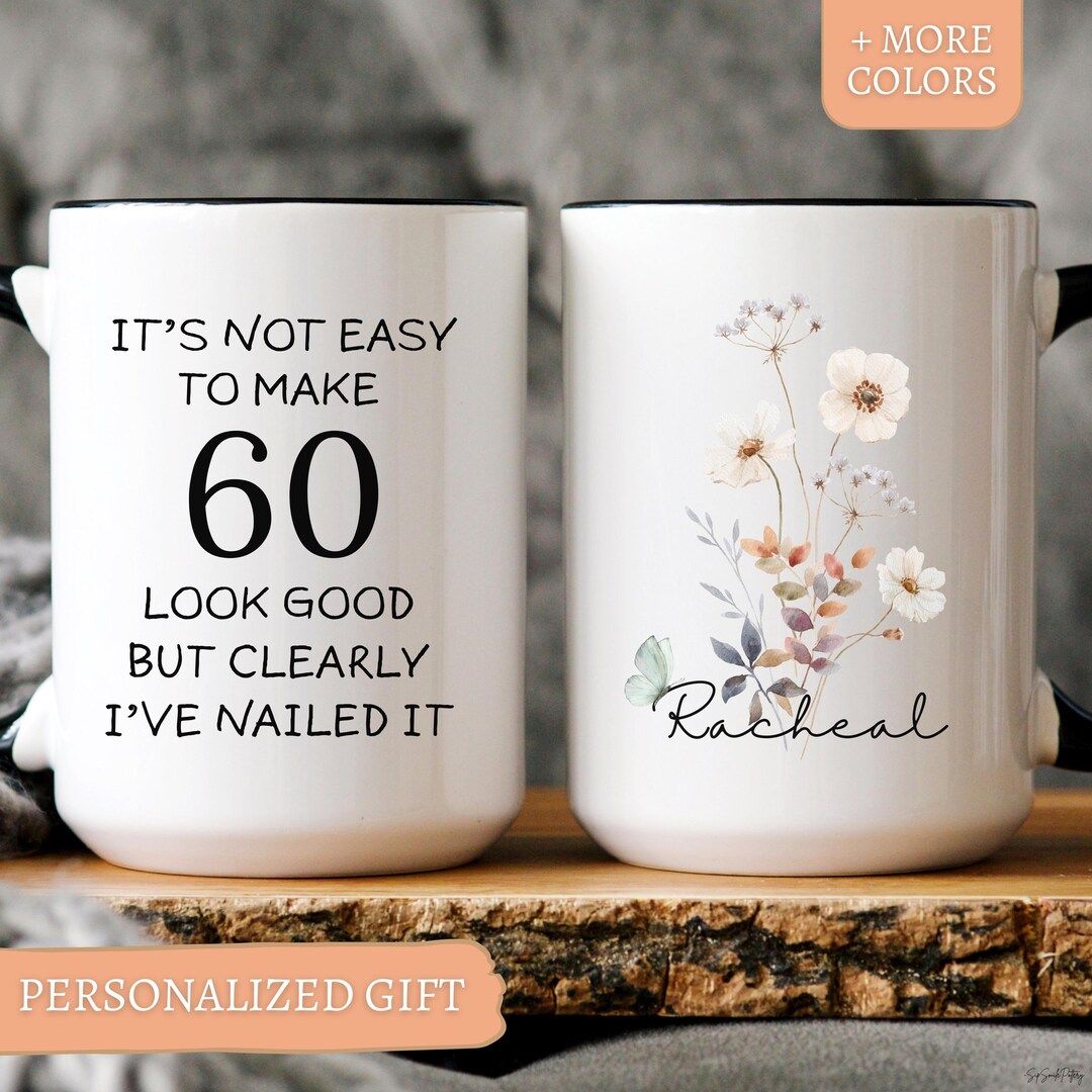 60th Birthday Gift Mug Funny Mom Birthday Gift Born in 1965 Mug Turning ...