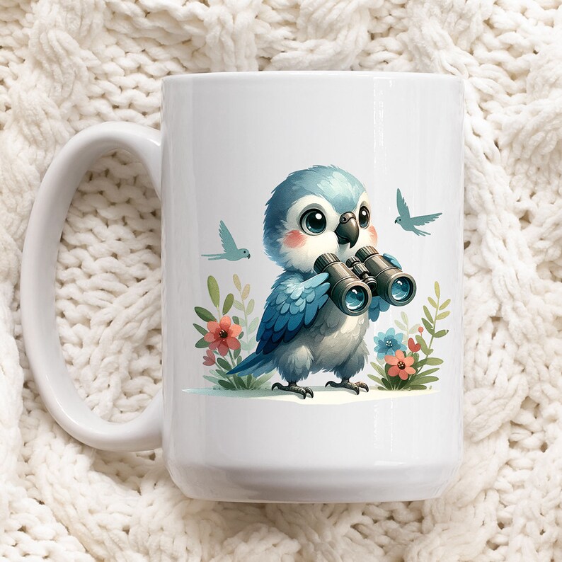 Blue Parrot Bird Watching Binoculars Mug Funny & Cute Coffee Cup Best ...