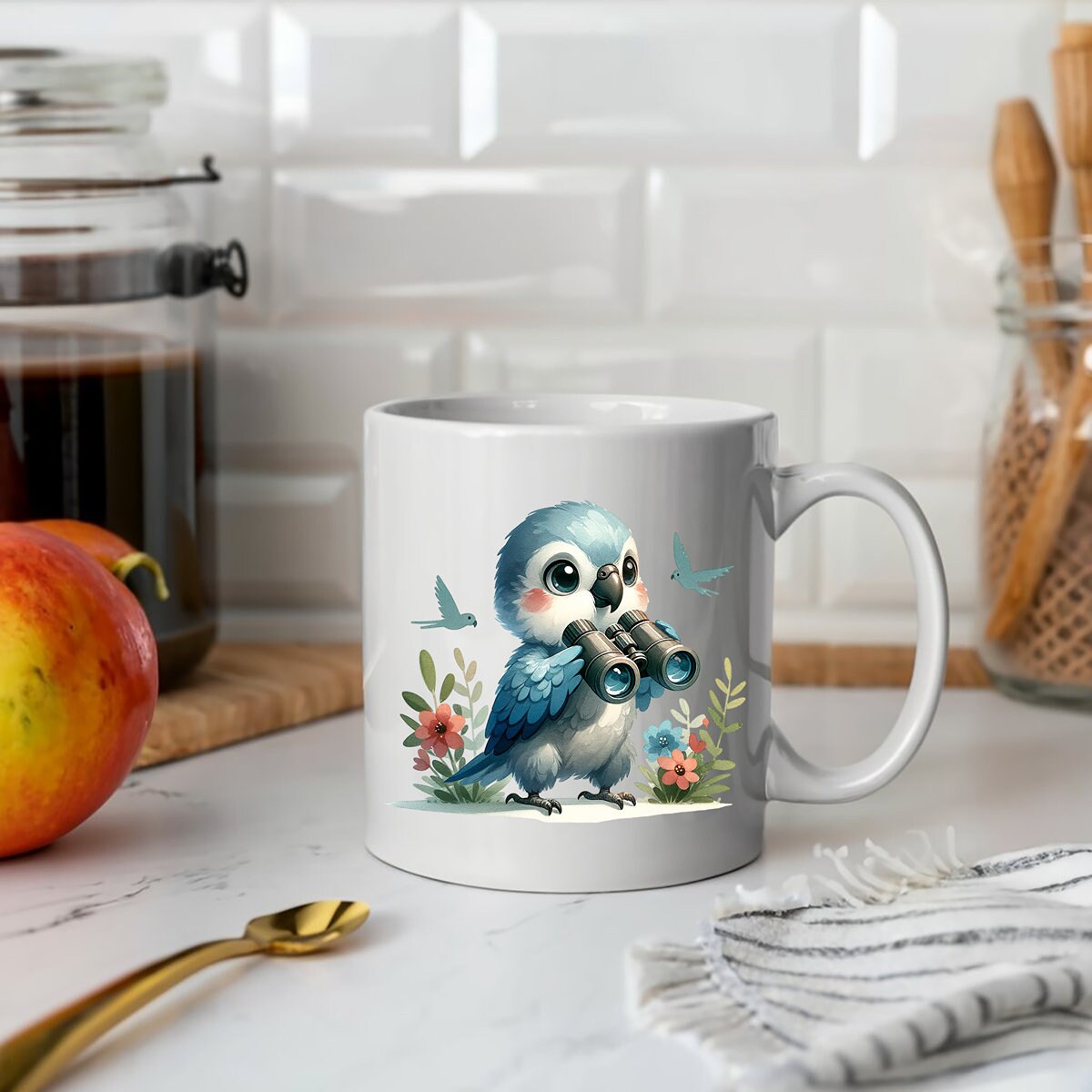 Blue Parrot Bird Watching Binoculars Mug Funny & Cute Coffee Cup Best ...
