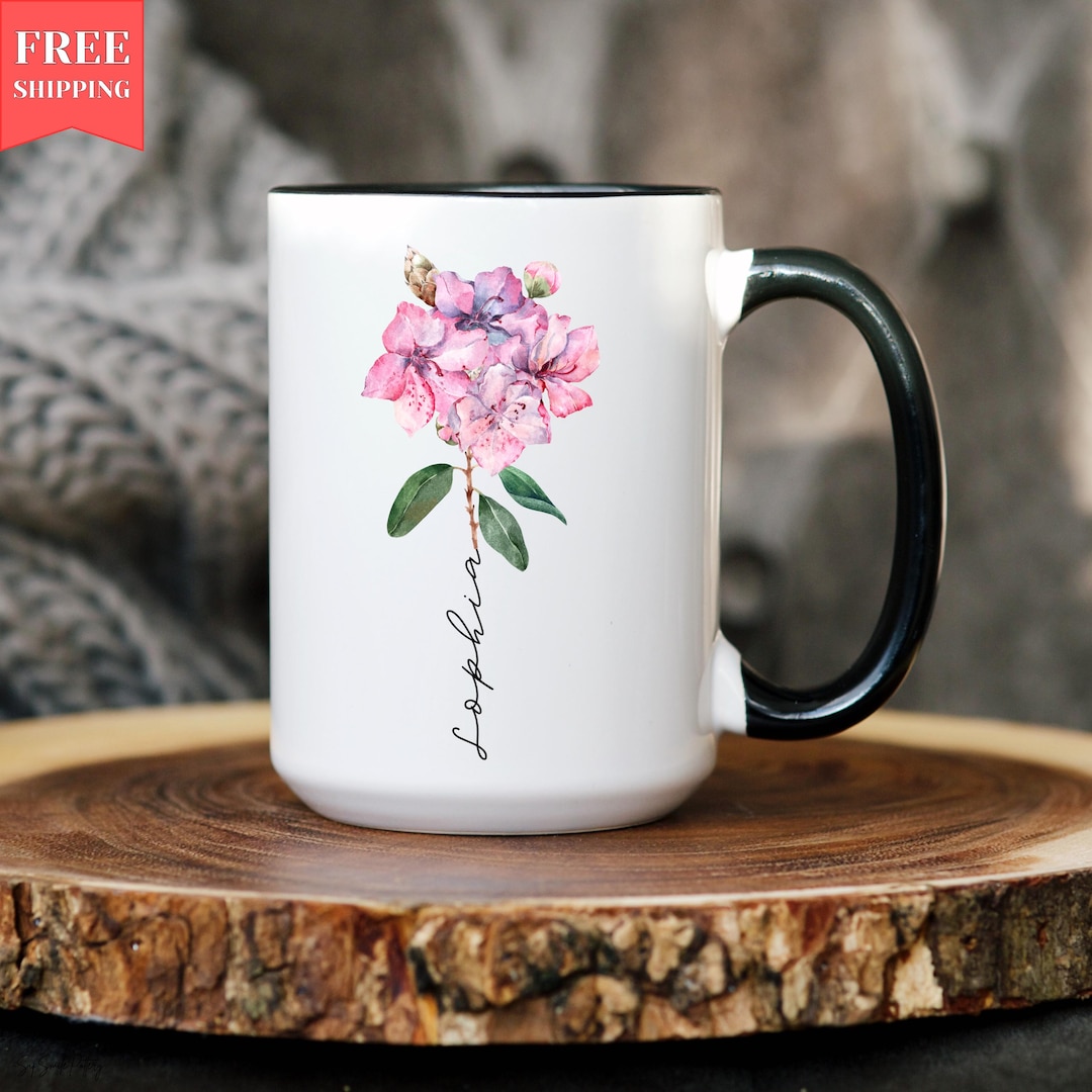 Azalea Personalized Mug, Azalea Gifts, Azalea Coffee Mug, Custom Flower ...