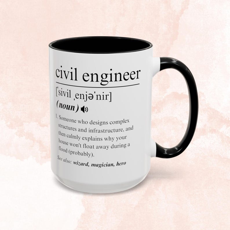 Civil Engineer Definition Mug, Civil Engineering Gift, Funny Civil ...