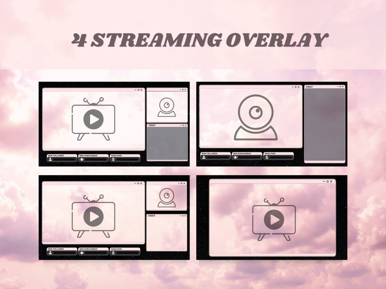 Pink Twitch Overlay Pastel Pink Streaming Pack Pink Overlay Animated ...