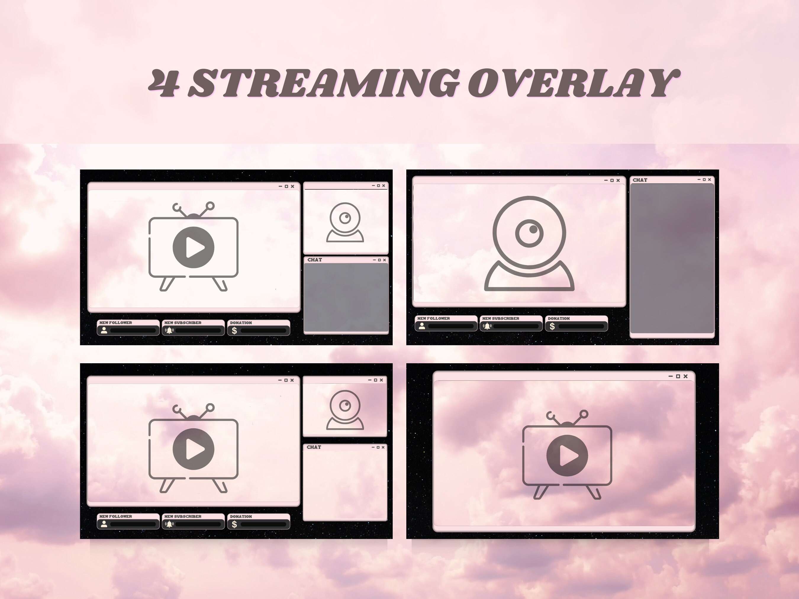 Pink Twitch Overlay Pastel Pink Streaming Pack Pink Overlay Animated ...