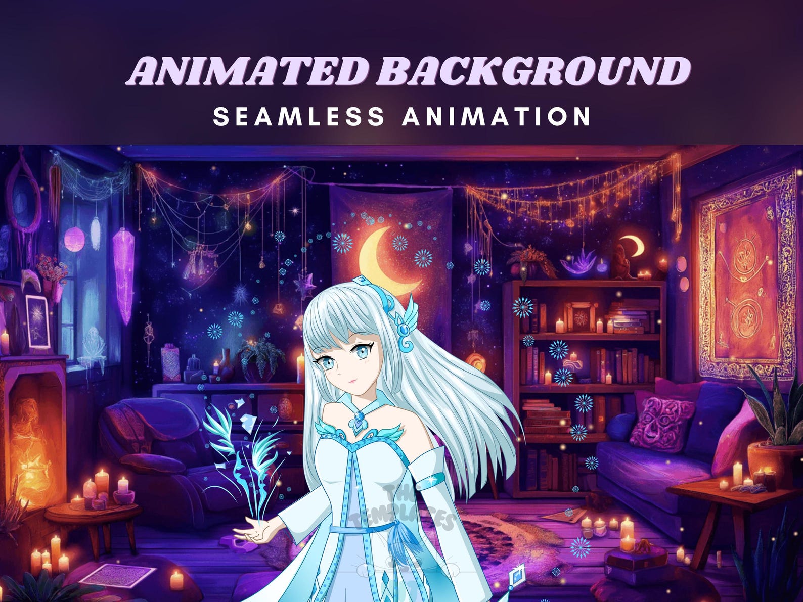 Vtuber Animated Background Witch Lair Stream Purple Witch Room Overlay ...