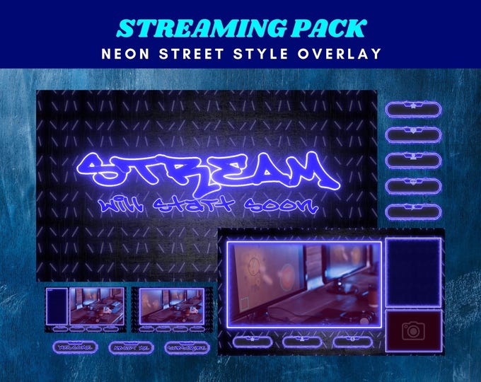 Neon Blue Animated Stream Overlay Pack: HD Webm for OBS - Etsy Canada