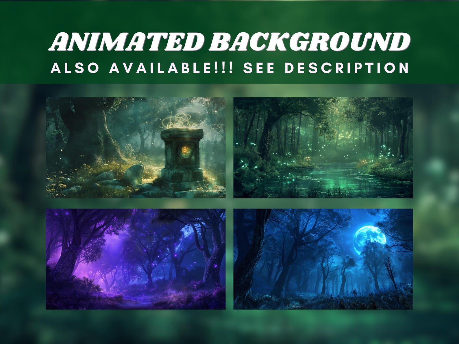 Animated Green Forest Background Enchanted Twitch Background Green ...