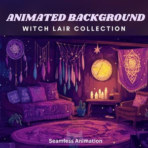 Witch Lair Animated Background Goth Twitch Purple Witch Room Overlay ...