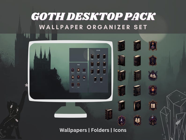 Gothic Computer Desktop Theme Background Wallpaper Organizer Set Dark ...