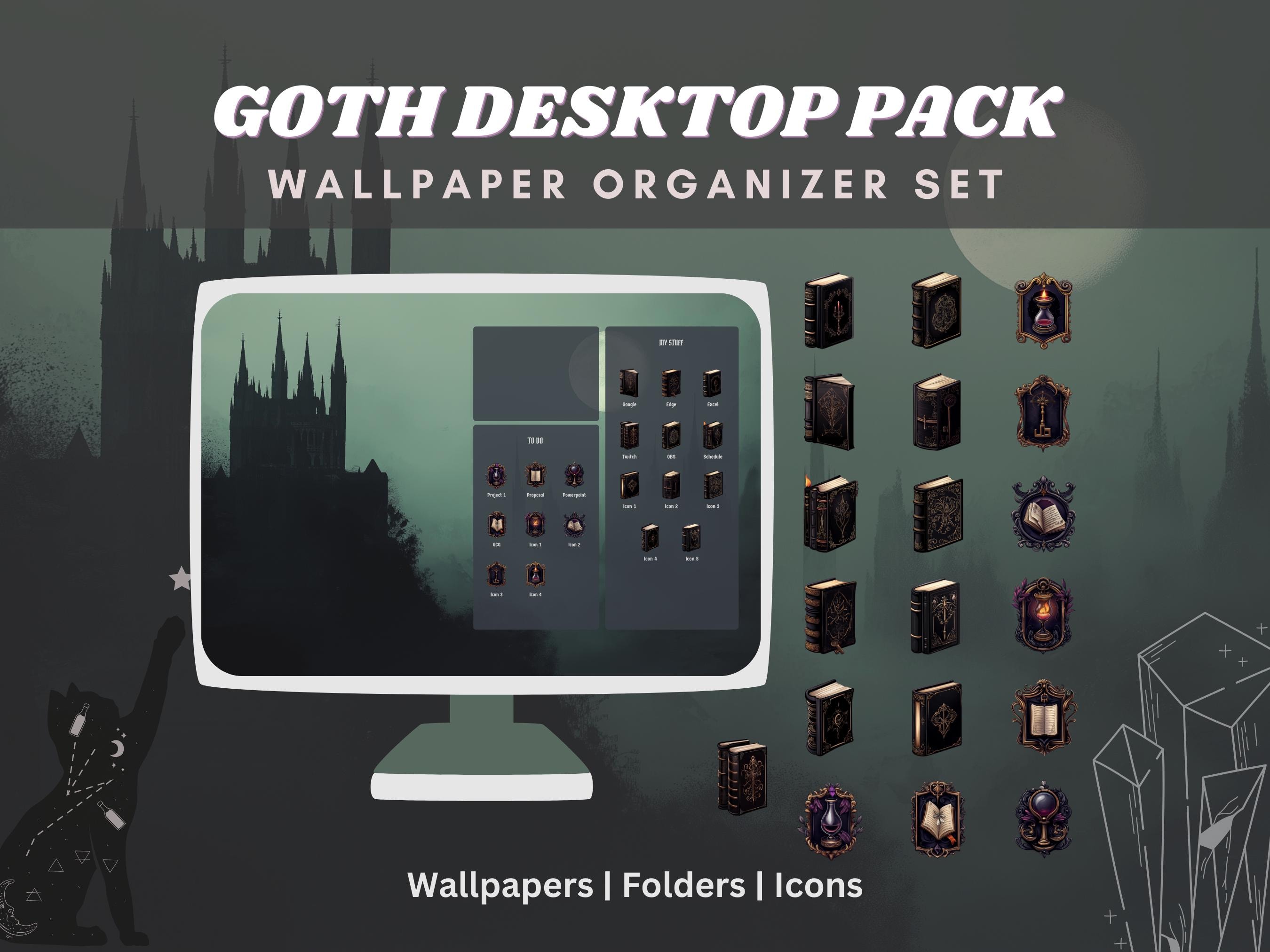Gothic Computer Desktop Theme Background Wallpaper Organizer Set Dark Theme Wallpaper Desktop ...