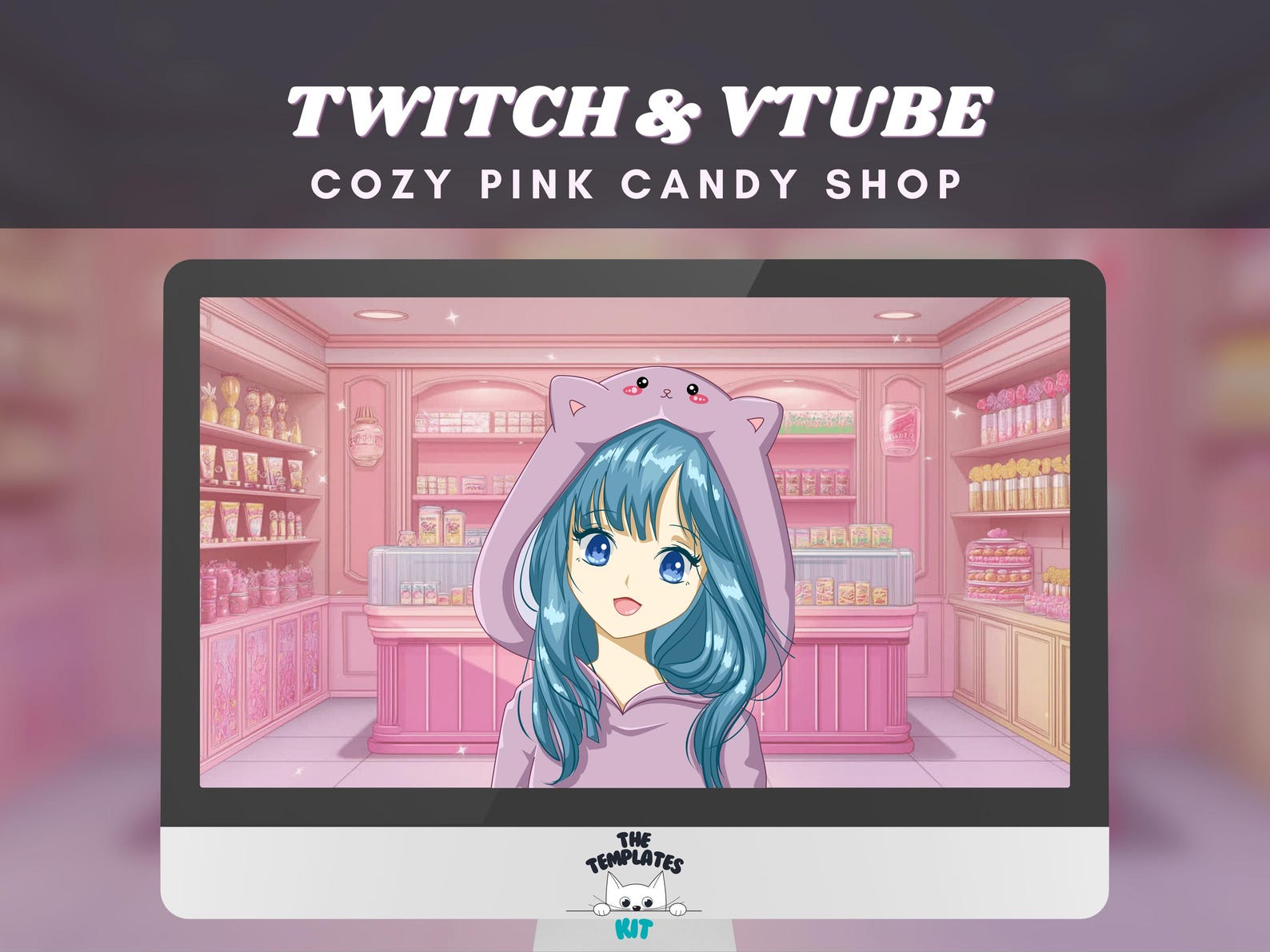 Cozy Animated Background Vtuber Candy Shop Pink Background Ghibli ...