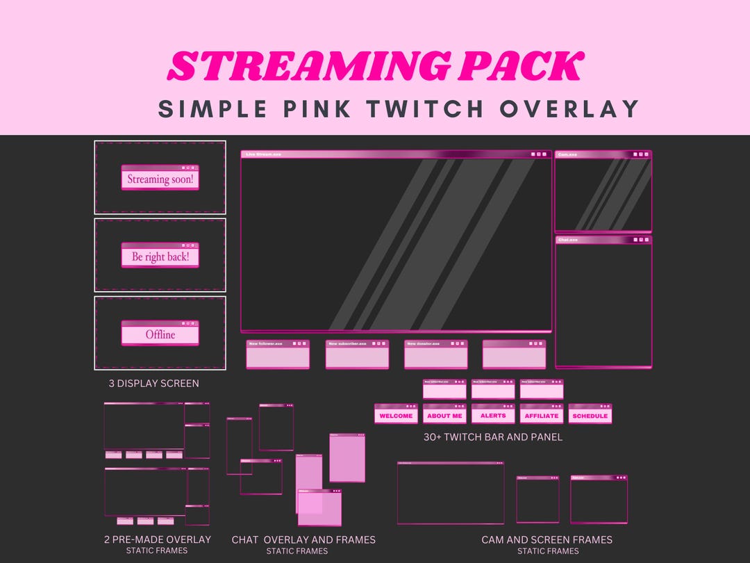 Pink Twitch Overlay Pink Stream Overlay Minimal Pack Pink Overlay Anime ...